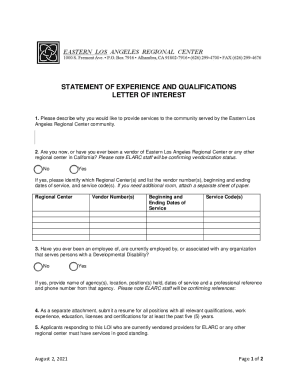 Fillable Online STATEMENT OF EXPERIENCE AND QUALIFICATIONS LETTER OF ... Fax Email Print - pdfFiller