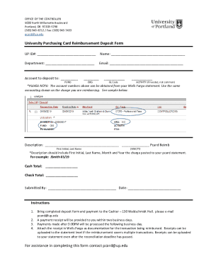 Fillable Online University Purchasing Card Reimbursement Deposit Form For ... Fax Email Print ...