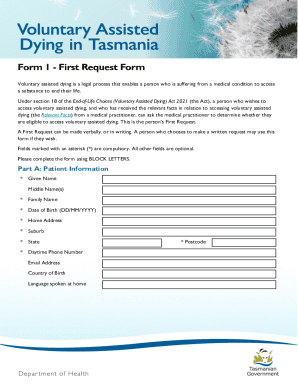 Fillable Online Voluntary Assisted Dying Form 1 - First Request Form ...
