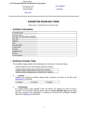 EXHIBITOR BOOKING Doc Template | pdfFiller