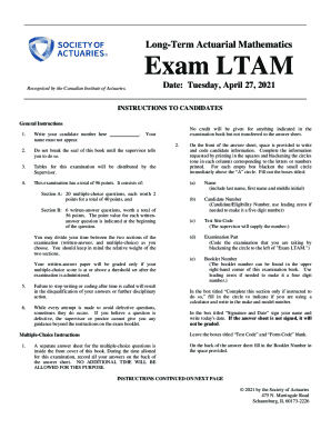 Fillable Online Spring 2021 LTAMLong-Term Actuarial Mathematics Exam ...
