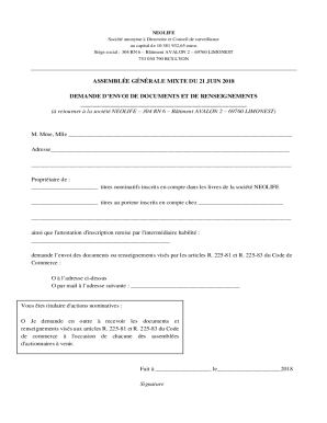 Fillable Online Demande d'envoi de documents er de renseignements Fax ...