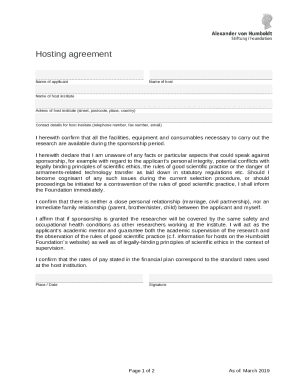 Hosting agreement (DOCX, 41 KB) Doc Template | pdfFiller
