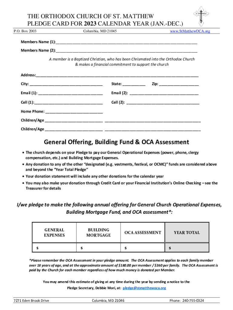 Fillable Online Yearly Pledge Form (English) Fax Email Print - pdfFiller