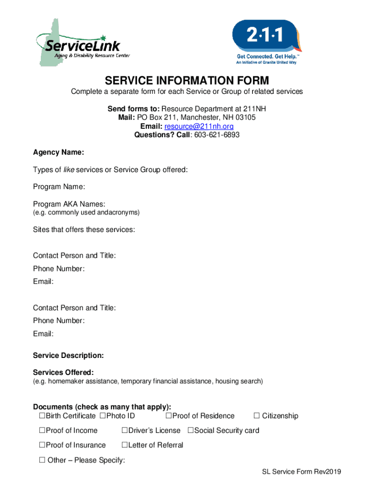 Fillable Online New Service Form on ServiceLink's Website with Fillable ...