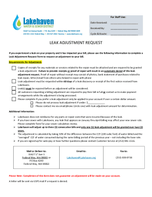 Fillable Online LEAK ADJ FORM NEW.xlsx Fax Email Print - pdfFiller