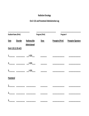 Fillable Online Radiation Oncology Oral I-131 and Parenteral ...