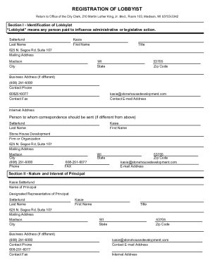 Fillable Online REGISTRATION OF LOBBYIST Fax Email Print - pdfFiller