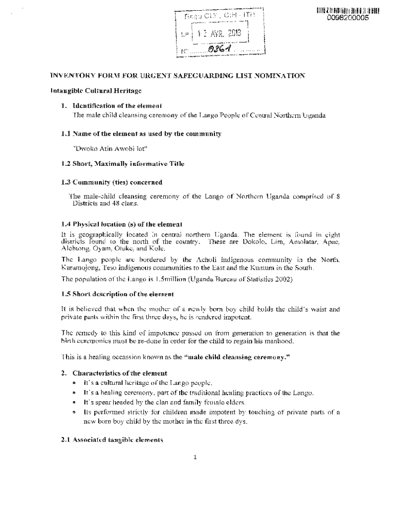 Fillable Online INVENTORY FORM FOR URGENT SAFEGUARDING LIST ... Fax ...