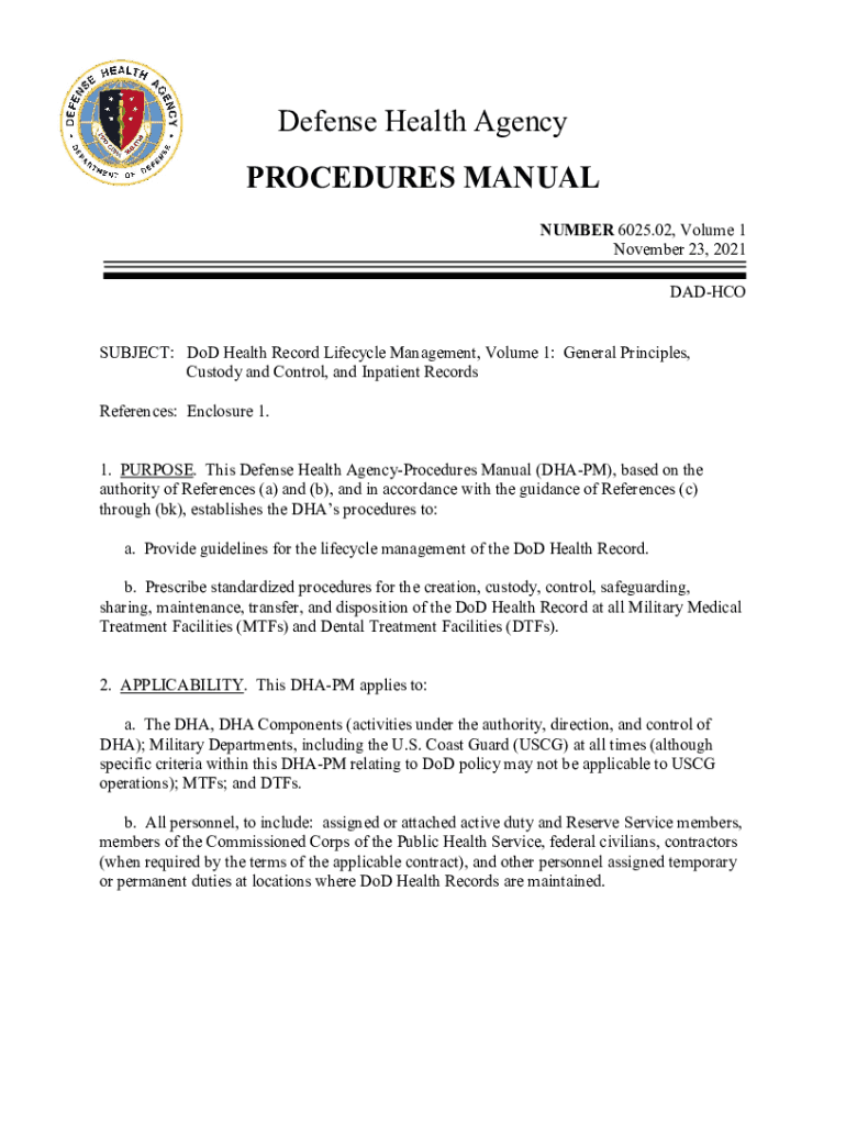 Fillable Online DOD MANUAL 6025.18 - Executive Services Directorate Fax ...