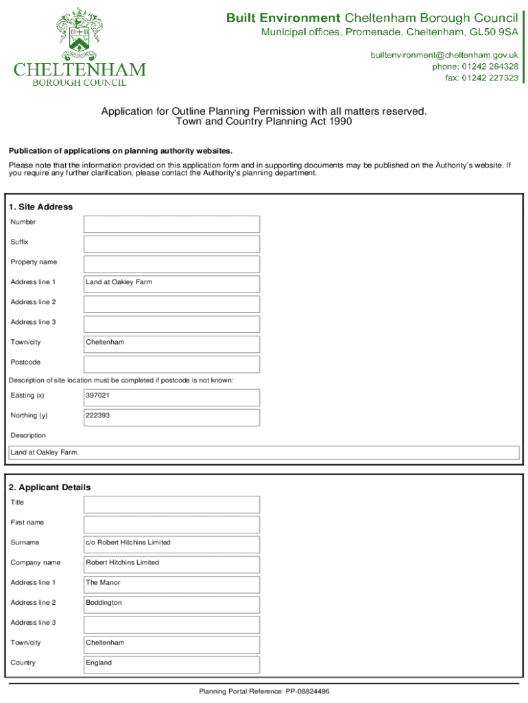 Fillable Online Application for Outline Planning Permission with all ...