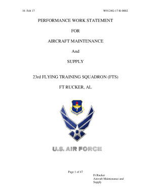 Fillable Online PERFORMANCE WORK STATEMENT FOR AIRCRAFT ... - AWS Fax ...