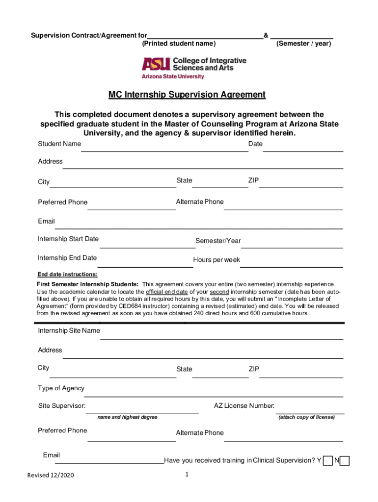 Fillable Online cisa asu Supervision Agreement Sample Clauses - Law Insider Fax Email Print ...