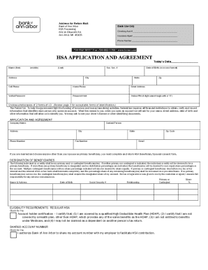 Fillable Online HSA APPLICATION AND AGREEMENT Fax Email Print - pdfFiller