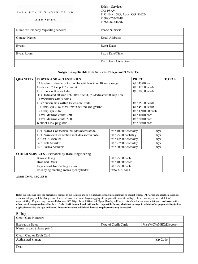 Fillable Online Exhibit Services Fax Email Print - pdfFiller