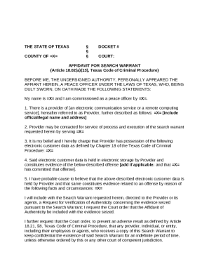 Sample warrant and affidavit for Bank Account word - TDCAA Doc Template ...
