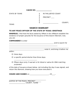 Arrest Warrant and Return - Texas State University Doc Template | pdfFiller