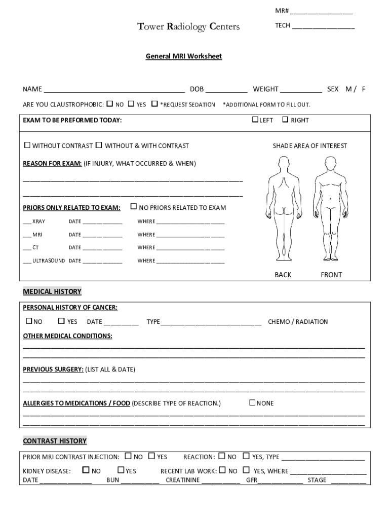 Fillable Online Tower Radiology Centers Fax Email Print - pdfFiller