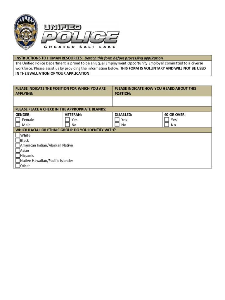 Fillable Online Unified Police Department of Greater Salt Lake RIDE ...