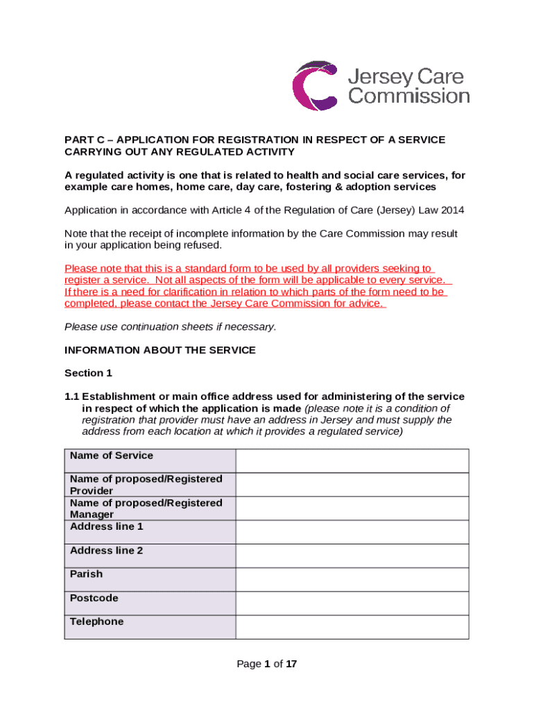 Application for Registration of a Service Doc Template | pdfFiller