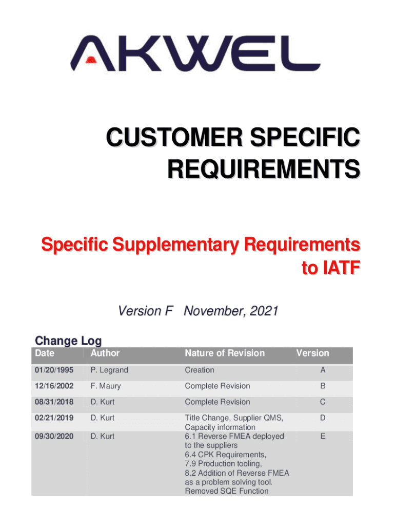 Fillable Online General Motors Customer Specific Requirements for IATF ...