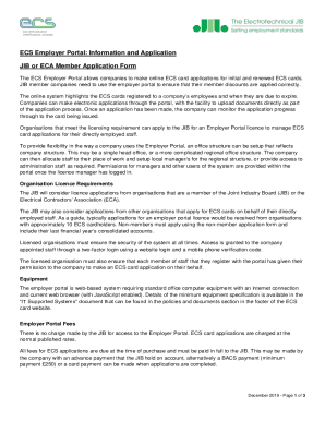 Fillable Online ECS Employer Portal: Information and Application JIB or ...