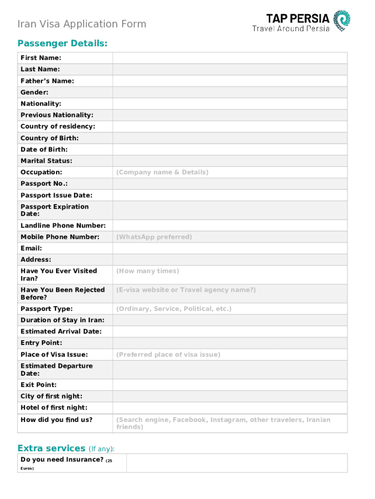 Iran Visa . Travel to Iran Doc Template | pdfFiller