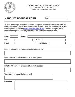 Fillable Online MARQUEE REQUEST FORM - Offutt Air Force Base - AF.mil ...