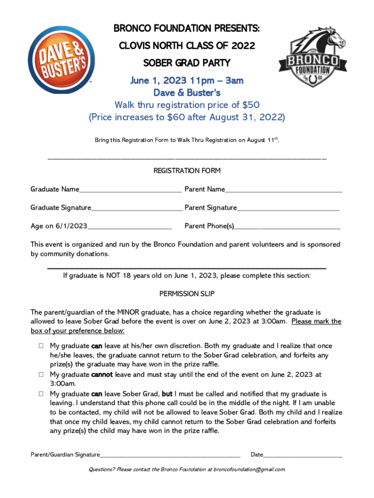 Fillable Online Sober Grad is back and we... - Clovis North Bronco ...