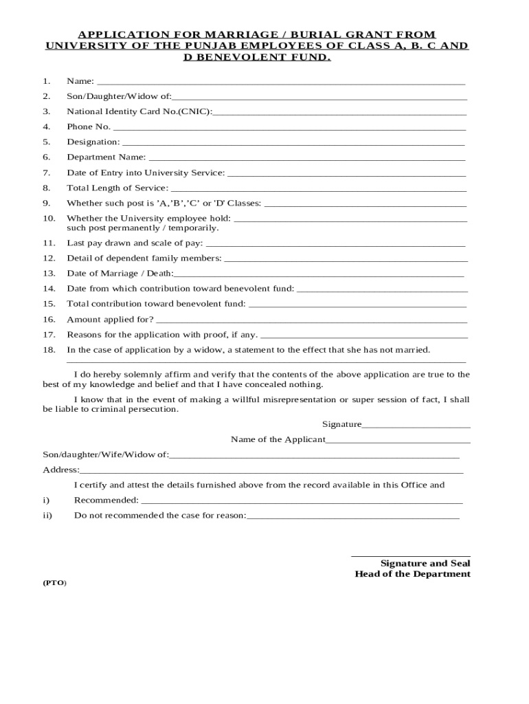 BENEVOLENT-FUND-DEATH-MARRIAGE-GRANT-. ... - pu edu Doc Template ...