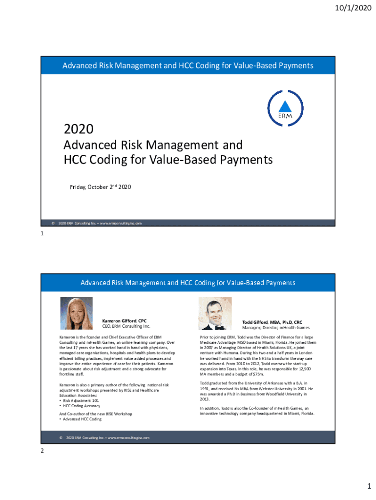 Fillable Online Advanced Risk Management and HCC Coding for ...