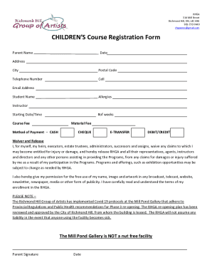 Fillable Online CHILDREN'S Course Registration Form Fax Email Print ...