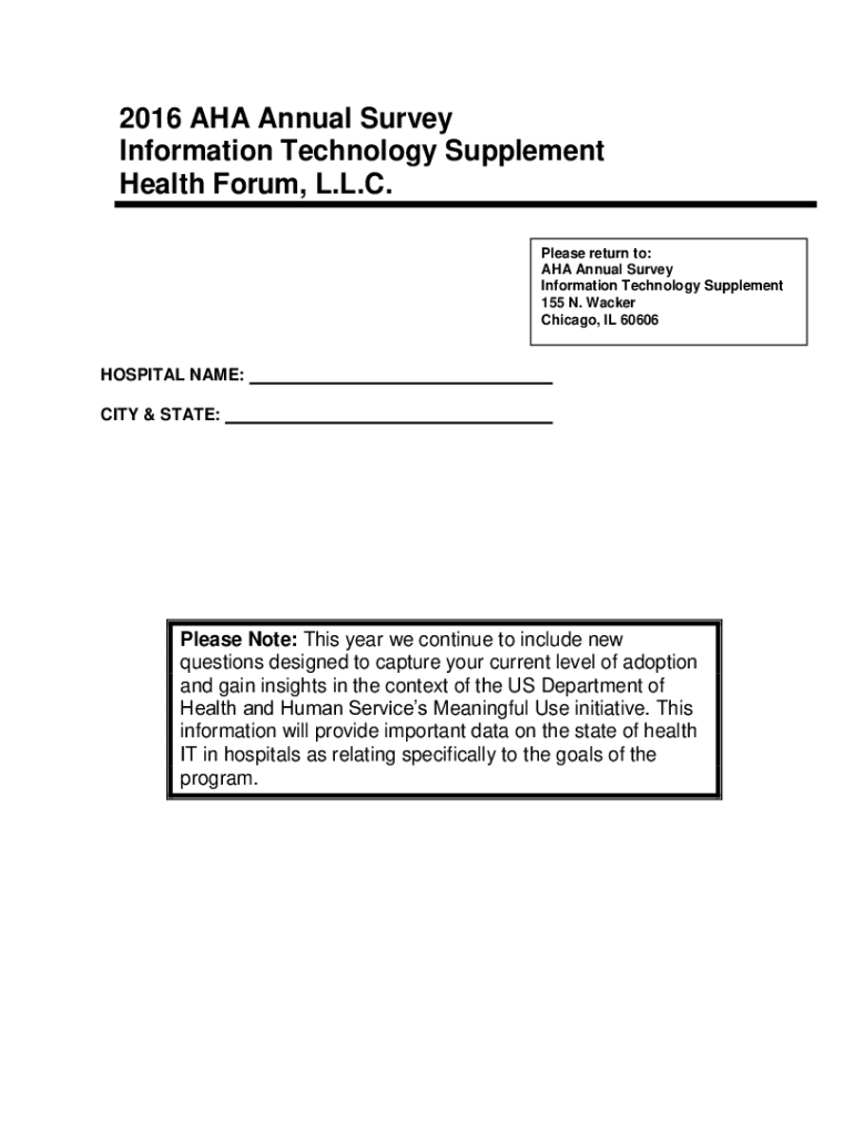 Fillable Online AHA Annual Survey Database Fax Email Print - pdfFiller