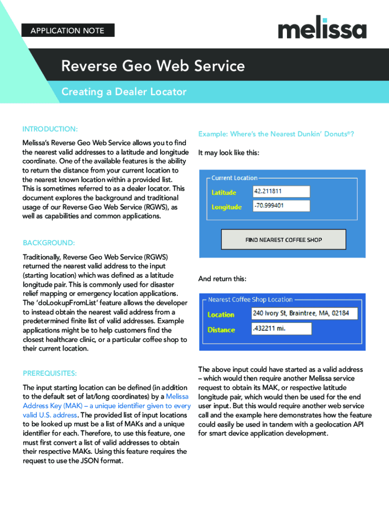 Fillable Online Reverse Geocoding Address Lookup Request And Response Fax Email Print Pdffiller