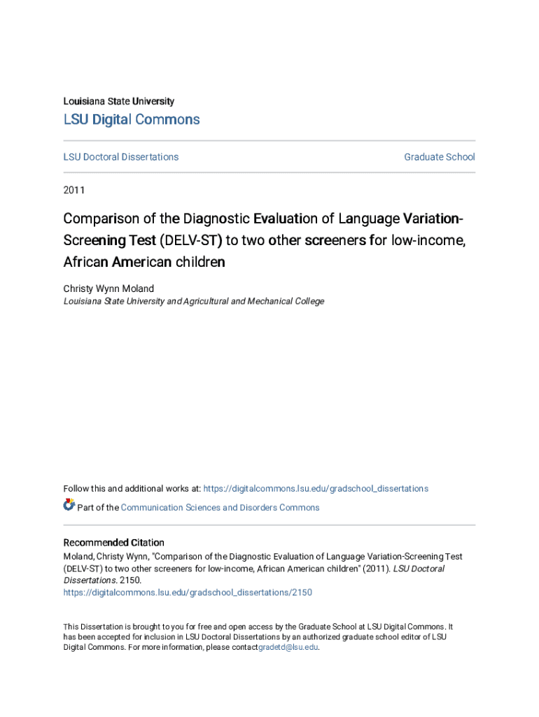 Fillable Online digitalcommons lsu Comparison of the Diagnostic ...