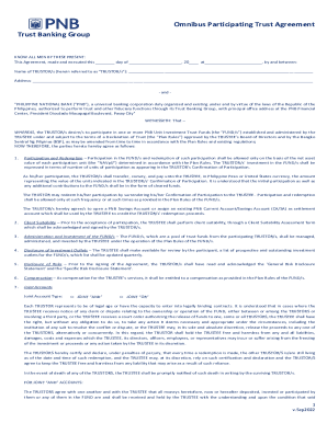 Fillable Online Omnibus Participating Trust Agreement - PNB Fax Email ...