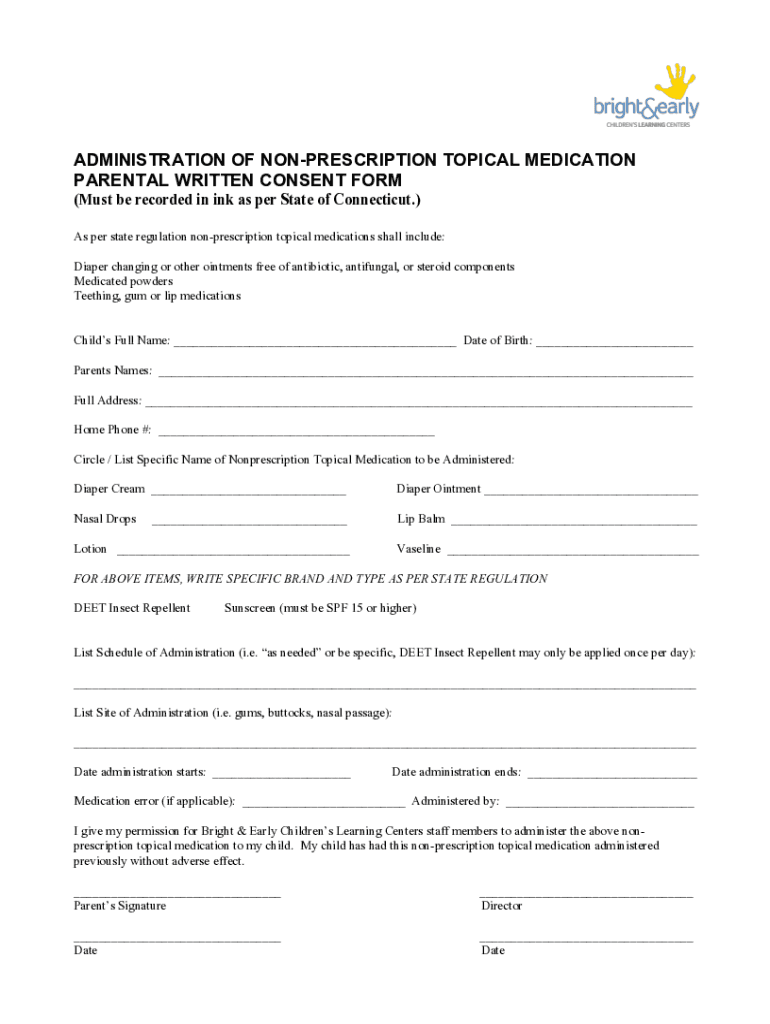 Fillable Online Admin Non-Presc Top Med Par Wr Consent Form.doc Fax ...