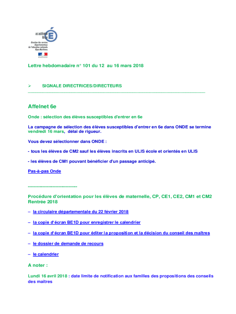 Fillable Online PROCEDURE D'AFFECTATION EN CLASSE DE 6me Fax Email ...