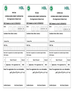 Fillable Online Pre-Registration Challan Form - OEC Fax Email Print ...