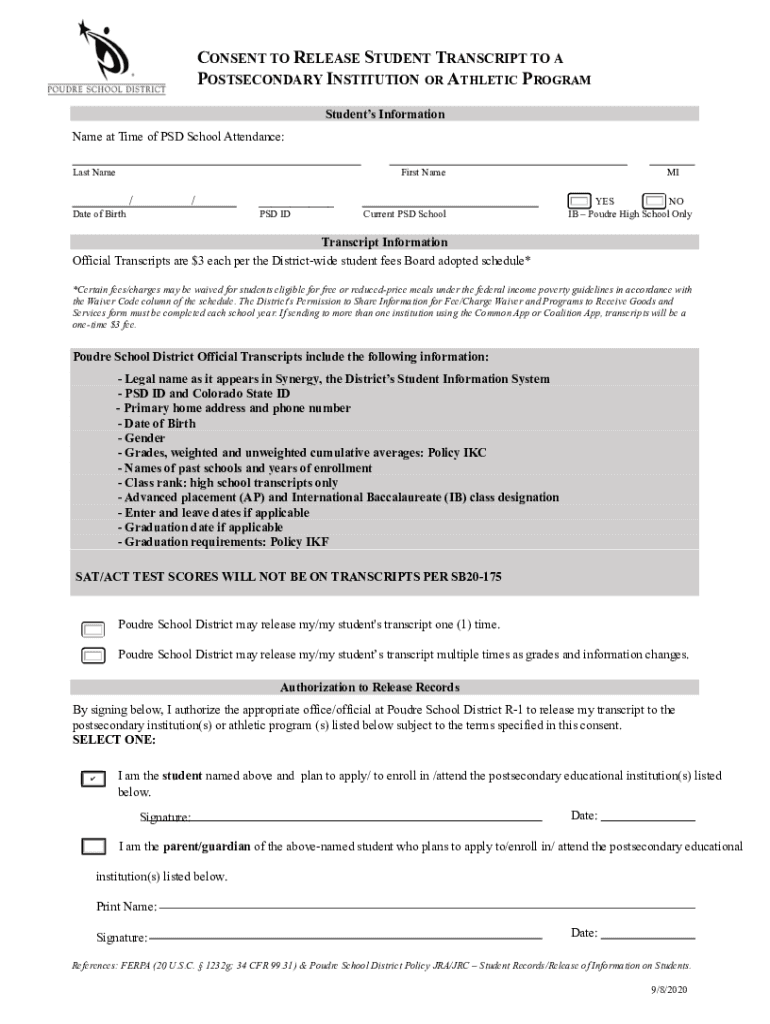 Fillable Online Current Student Transcript Request Fax Email Print ...