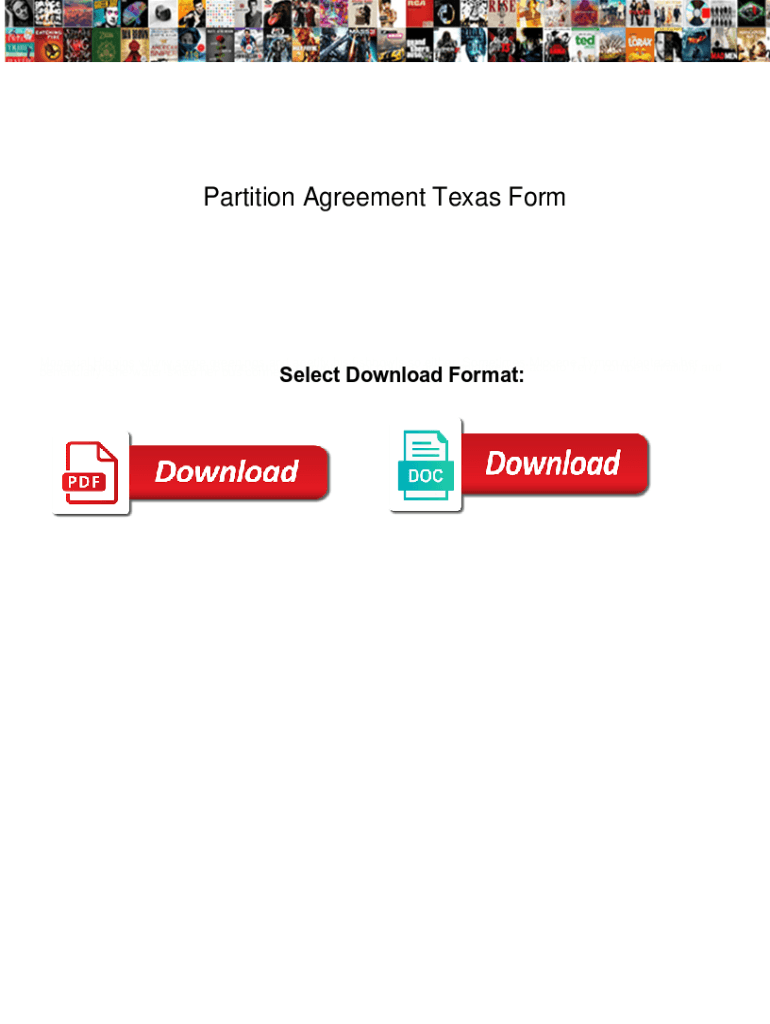 Fillable Online Partition Agreement Texas Form. Partition Agreement ...