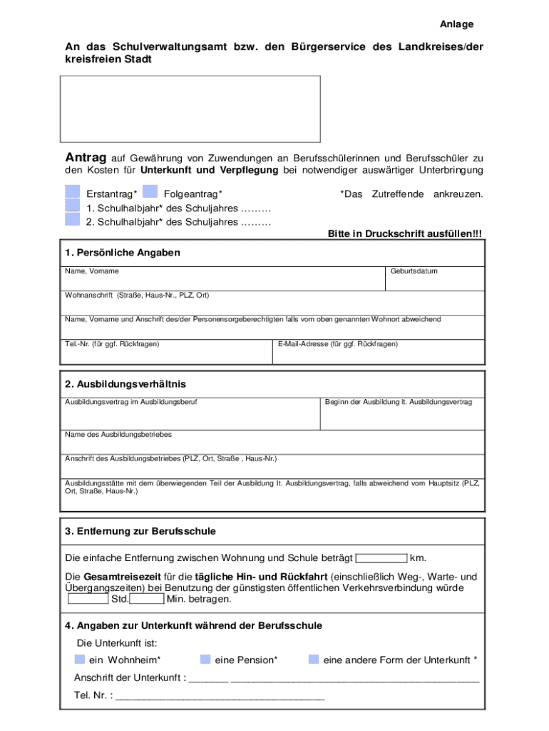 Fillable Online Antrag auf Gewhrung von Zuwendungen zu den Kosten fr ... Fax Email Print - pdfFiller