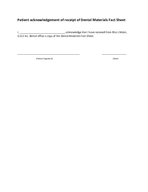 Fillable Online Patient acknowledgement of receipt of Dental Materials Fact Sheet Fax Email ...