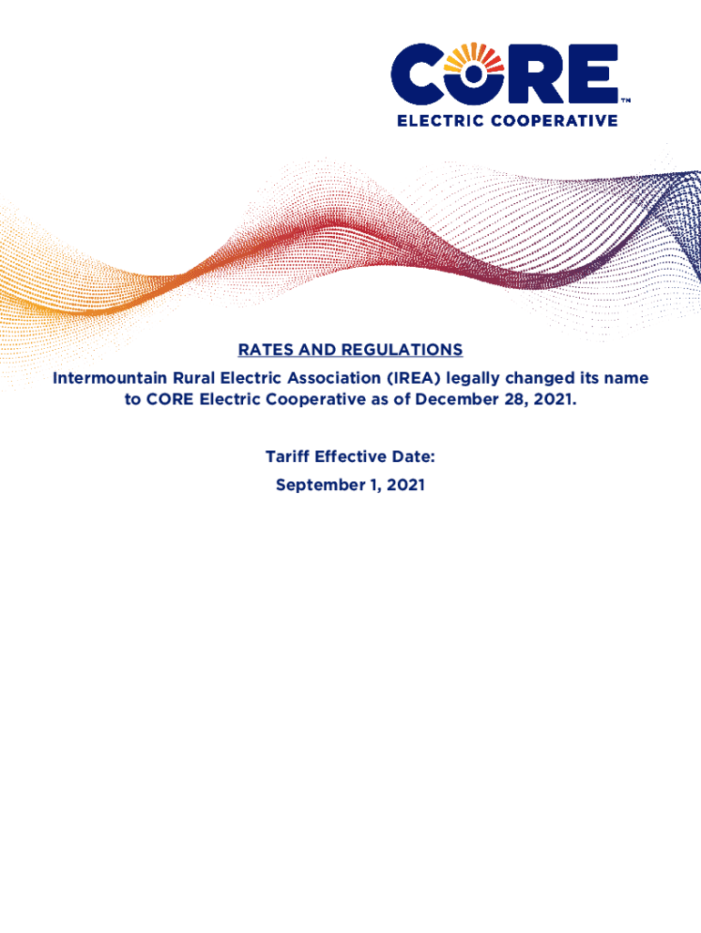 Fillable Online IREA proposes changes to rates and regulations - CORE ...