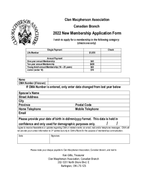 Fillable Online 2022 New Membership Application Form Fax Email Print ...