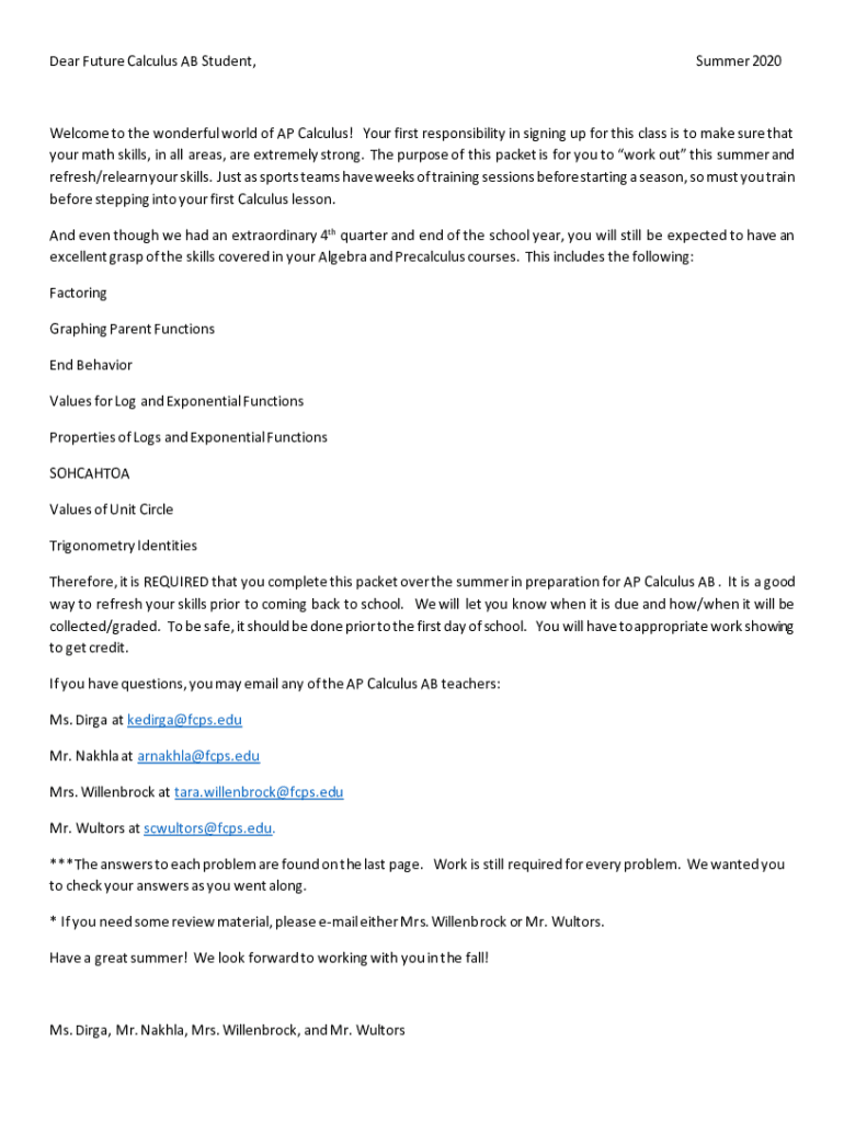 Fillable Online westfieldhs fcps First Year Advising and Registration ...