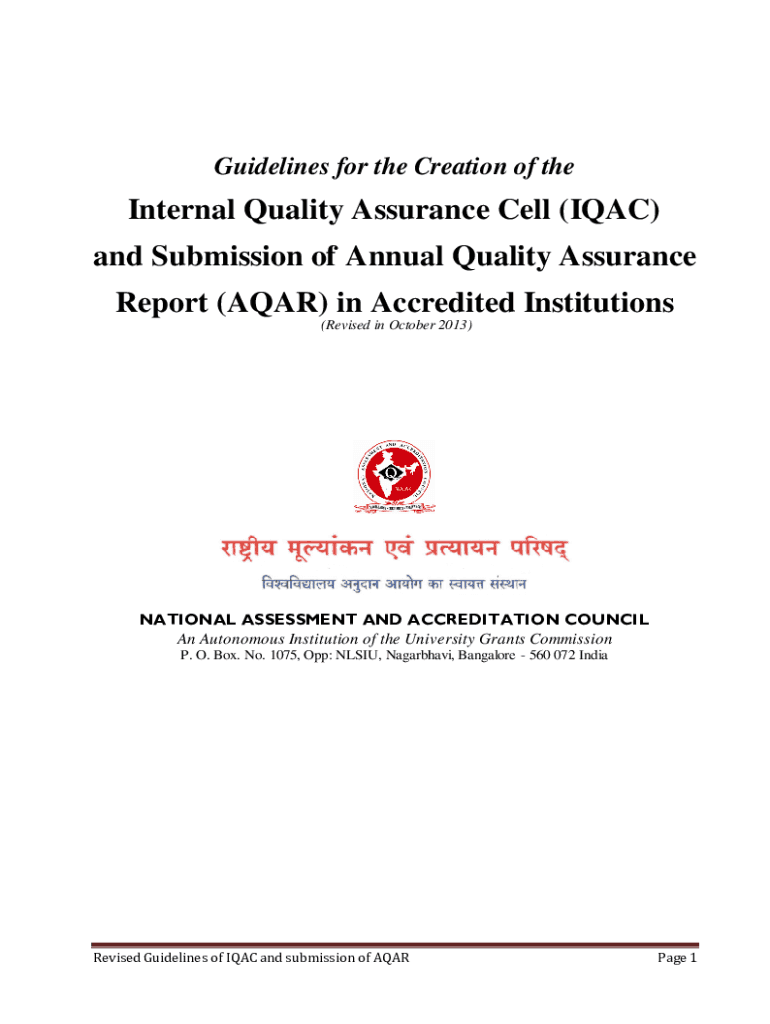 Fillable Online accreditation and quality up- gradation of institutions ...