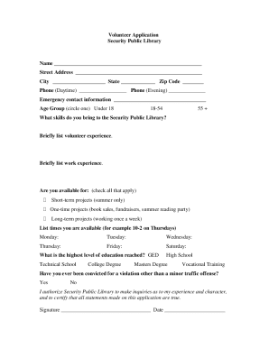Fillable Online VOLUNTEER IDENTIFICATION FORM Fax Email Print - pdfFiller