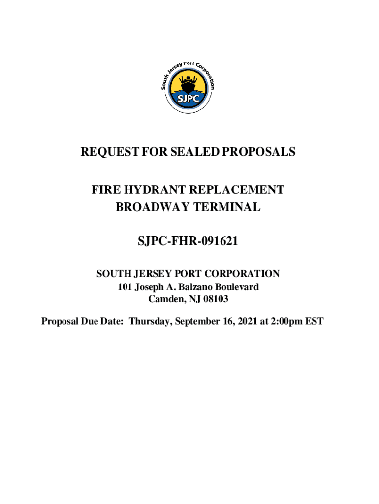 Fillable Online REQUEST FOR SEALED PROPOSALS FIRE HYDRANT ... Fax Email Print - pdfFiller