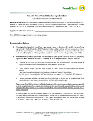 Fillable Online THE FOODCHAIN ID 'STANDARD INGREDIENT FORM' Fax Email ...